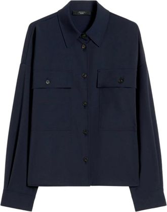Max Mara Femme, Blouses et Chemises, Bleu, Taille: 46 FR Veste Courte en Laine
