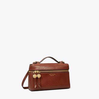 Tory Burch Romy Snake-Embossed Slim Top Handle