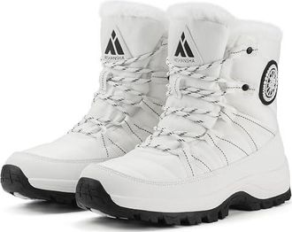 Mishansha Bottes de Neige Femme Chaussures dhiver Chaudes Bottines, Blanc Cass&eacute; 42