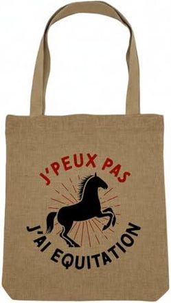 Fabulous Sac Shopping Tote Bag Aspect Lin - JPeux Pas Jai Equitation Cheval Poney Dressage - Sac de Courses Toile Epaisse 360g Beige Naturel Cabas Port&eacute; Epaule