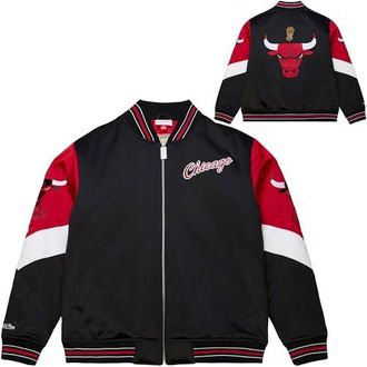 Mitchell & Ness Throw it Back Heavyweight Vintage Veste en satin (NBA) - Chicago Bulls, Taille XL, logos brod&eacute;s, homme, femme, enfant, unisexe, printemps, &eacute;t&eacute;, automn