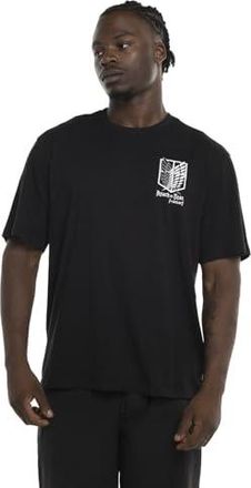 Capslab Tee Shirt Homme Attaque des Titans, T Shirt Relax fit, Noir Taille L