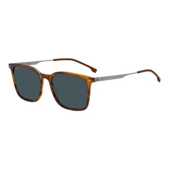 HUGO BOSS Gestreifte Braun Horn/Blau Sonnenbrille - - Accessories - Herren - Braun - 54 MM