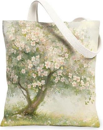 Generic Sac fourre-tout en toile r&eacute;utilisable pour le shopping, 33 x 38 cm, sac d&eacute;picerie r&eacute;utilisable pour femme, motif floral de voyage, d&eacute;coration cadeau