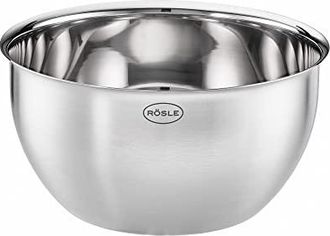Rösle Basic Line Schüssel, formschöne Edelstahlschüssel zur Zubereitung und Aufbewahrung von Speisen, Edelstahl 18/10, spülmaschinengeeignet, 16 cm, Silberf