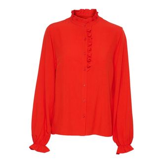 Cream Flame Scarlet Shirt mit Puff&auml;rmeln - - Blouses & Shirts - Damen - Rot - 2XL