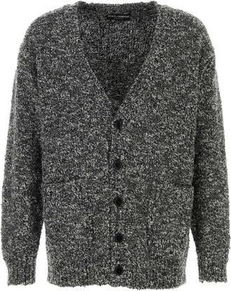 Dolce & Gabbana Homme, Pulls, Gris, Taille: L Textured Knit Cardigan