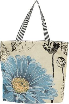 Hemobllo Paquet Fourre-tout En Toile Vintage à Motif Ethnique Bleu Paquet Cabas Réutilisable Léger Et Solide Taille Petit Pour Femme Adapté Au Shopping Quotidi