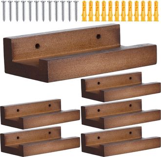 Generic Album-Wandhalterung - 6 St&uuml;ck, Rack, rustikales Holzdisplay f&uuml;r Alben, Dateien und B&uuml;cher | Musik-Locons f&uuml;r moderne Inneneinrichtung, Zeitungspapier