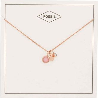 Fossil Damenkette Georgia Heart Rosenquarz, JF03046791