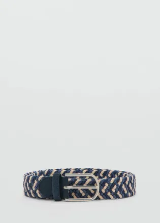 Mango Ceinture &eacute;lastique tress&eacute;e couleurs bleu marine - Homme - 100 - MANGO MAN
