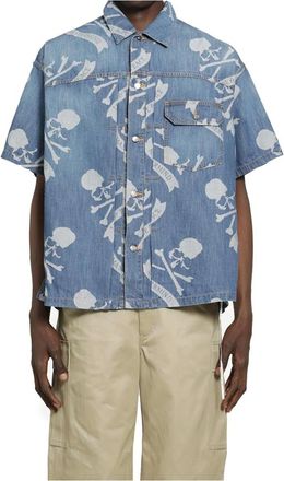 MASTERMIND WORLD Homme, Chemises, Bleu, Taille: L Aloha SS Denim Shirt