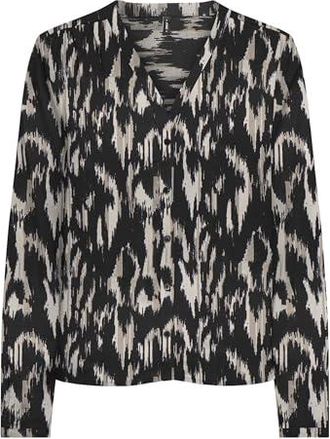 Only Onlnova Life Vis L/S Malou Top Blouse, Noir/AOP : 590 Animaux Rugueux, M Femme