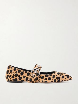 Aeyde Uma Mary-jane Ballerinas Aus Leder In Ponyhaaroptik Mit Leopardenprint - Animal-Print