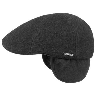 Stetson Texas Flatcap Ohrenschutz Herren Schieberm&uuml;tze Kaschmir Baumwolle Futter Wollcap Herbst Winter anthrazit XXL (62-63 cm)