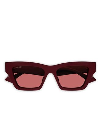 Gucci lunettes de soleil &agrave; logo Double G - Rouge