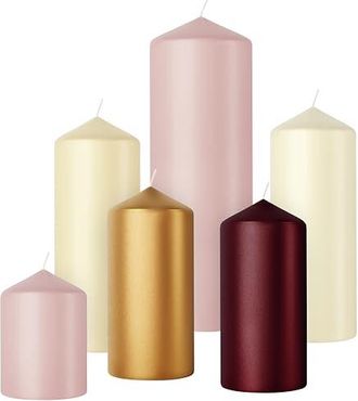 Bolsius Bolsius Glatte Stumpenkerzen - Kerzenset 6 Stück - Haptic Luxury - Dekorative Haushaltkerzen - Länge Brenndauer - Unparfümierte - Natürliches Pflanzen