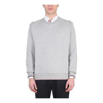 Thom Browne Sweatshirt mit 4Bar in Baumwoll-Fischgrat - - Sweatshirts & Hoodies - Herren - Grau - M