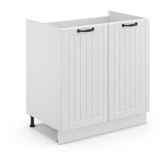 Vicco Spülenunterschrank Fame-Line, Weiß Landhaus, 80 cm, ap Eiche