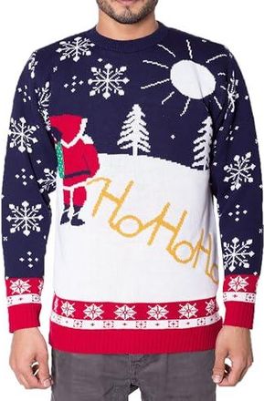 Noroze rétro Laid Vilain Étoffes de Noël Pull Pull-Over Chandail pour Homme Unisexe,Ho Ho Santa- Multicolore - Small