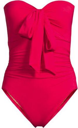 Lands End Wandelbarer Bandeau-Badeanzug Slender, hoher Beinausschnitt, Damen, Größe:48 plus, Rot, Elasthan/Nylon-Mischung, by Lands End