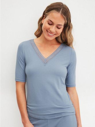CALIDA Kurzarmshirt Etude Ajours Damen (1-tlg) weiche Modalqualit&auml;t, leicht, atmungsaktiv, V-Ausschnitt