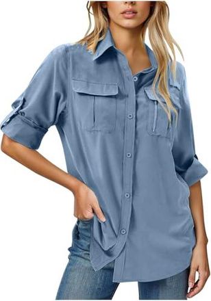 Generic Chemise safari pour femme UPF 50 protection UV contre le soleil - S&eacute;chage rapide - Manches longues - Randonn&eacute;e, marche, p&ecirc;che - Chemises de plein air 