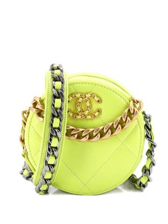 Chanel pochette 19 Round with Chain &agrave; design matelass&eacute; - Jaune