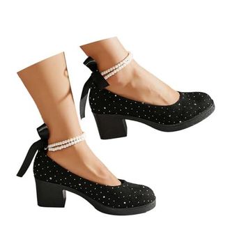 Generic Escarpin Femme Petit Talon Bout Pointu avec Petits &Agrave; Talon Bout Ferm&eacute; Pumps Pointues Toe Toe Sangle Crois&eacute;e De Cheville Chic Fashion avec Fleur Cospla