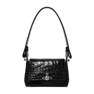 Vivienne Westwood Umh&auml;ngetasche mit Krokopr&auml;gung - - Bags - Damen - Schwarzk - ONE SIZE
