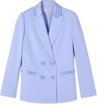 Oltre Femme, Vestes, Bleu, Taille: 46 FR Blazer crois&eacute; &agrave; boutons recouverts