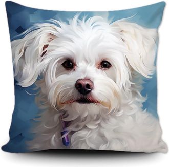 Generic Malteser Hund Sofakissenbezug Luxus Kissenbezug Modern Kissenh&uuml;lle 45X45Cm Kissen Fall F&uuml;r Auto Couch Zimmer Balkon