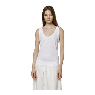 Daniele Fiesoli T-Top Leinen Dd6328 - - Tops - Damen - Wei&szlig; - L