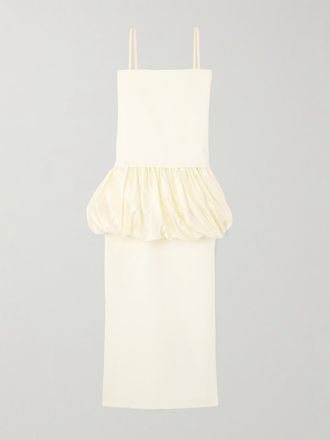 Carven Mehrlagige Robe Aus Grain De Poudre Aus Wolle Und Gerafftem Satin - Creme