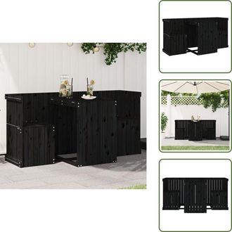 vidaXL Balkonm&ouml;bel-Set 2-Sitzer Schwarz Massivholz Kiefer - Gartentisch - Balkonm&ouml;bel - Esstisch - Outdoorm&ouml;bel - Holztisch