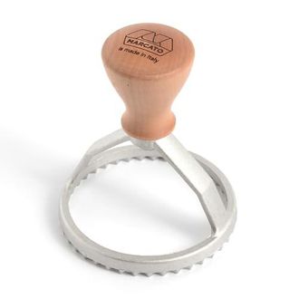 Marcato Marcato Ravioli and Cookie Cutter, Ravioli Maker, Cookie Cutters, Solid Wood and Cast Aluminum, Made in Italy, 80 mm Round Stamp