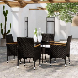 vidaXL Ensemble &agrave; manger de jardin 5 pcs R&eacute;sine tress&eacute;e Noir vidaXL