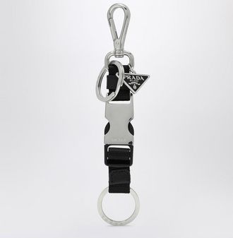 Prada Black keychain with snap buckle