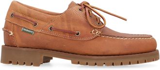 Sebago Mens Lace-Up Shoes Acadia Brown Suede Leather Flat