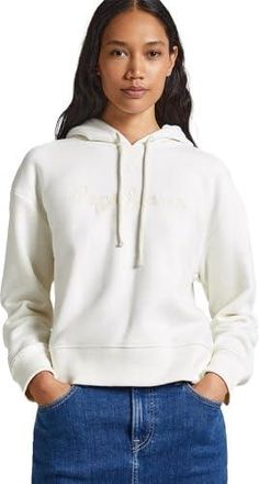 Pepe Jeans London Sweat à Capuche Nanette Shirt, Blanc (Mousse), S Femme