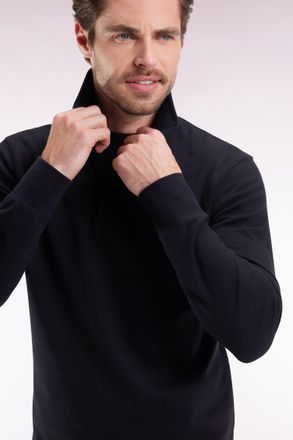Eden Park Maillot &Agrave; Manches Longues En Jersey De Coton &Eacute;pais Noir Broderie Noeud Papillon Coupe Droite
