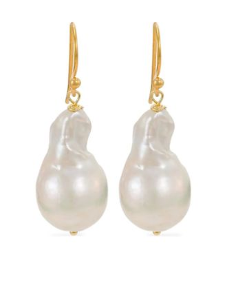 Hai boucles doreilles Baroque &agrave; perles - Blanc