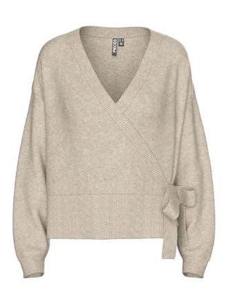 Pieces Femme Knit Pcmalou Cardigan en Tricot Ls Wrap Noos BC, Gris Taupe., M EU