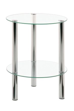 CARRYHOME Beistelltisch, Chrom, Metall, Glas, rund, zylindrisch, 35x47x35 cm, Wohnzimmer, Wohnzimmertische, Beistelltische, Beistelltische Metall
