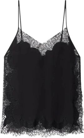 Mes Demoiselles... Femme, Tops, Noir, Taille: 36 FR Top col en V &agrave; finitions en dentelle