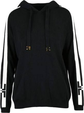 Elisabetta Franchi Femme, Sweatshirts et sweats &agrave; capuche, Noir, Taille: 38 FR Felpa in Mahlia Cappuccio