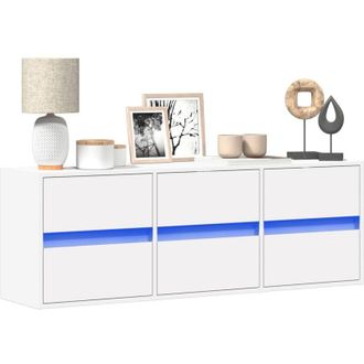 vidaXL Vidaxl - Meuble tv mural avec lumi&egrave;res led blanc 130x31x45 cm