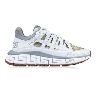 Versace Femme, Chaussures, Blanc, Taille: 40 EU Baskets Femme &agrave; Motif Grec et Lacets