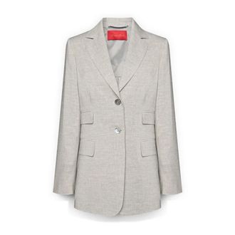 Elena Miro Femme, Vestes, Gris, Taille: 54 FR Blazer en m&eacute;lange de lin &agrave; un bouton