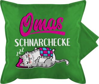 Shirtracer Kissenbezug - Oma Großmutter - Omas Schnarchecke Katze - weiß/fuchsia - 50 x 50 cm - Grün - geschenk weihnachten oma-geschenke omi ruheplatz kissenhül